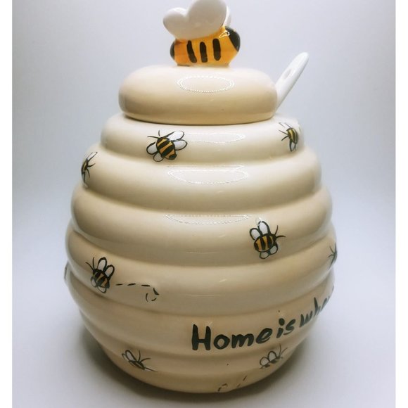 GANZ | Dining | Ceramic Honey Pot Bee Hive Honey Jar With Spoon | Poshmark
